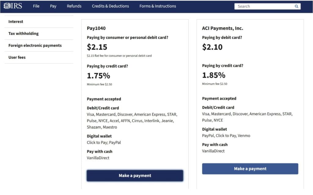Pay taxes via credit card, 2025 edition - Travel Freely