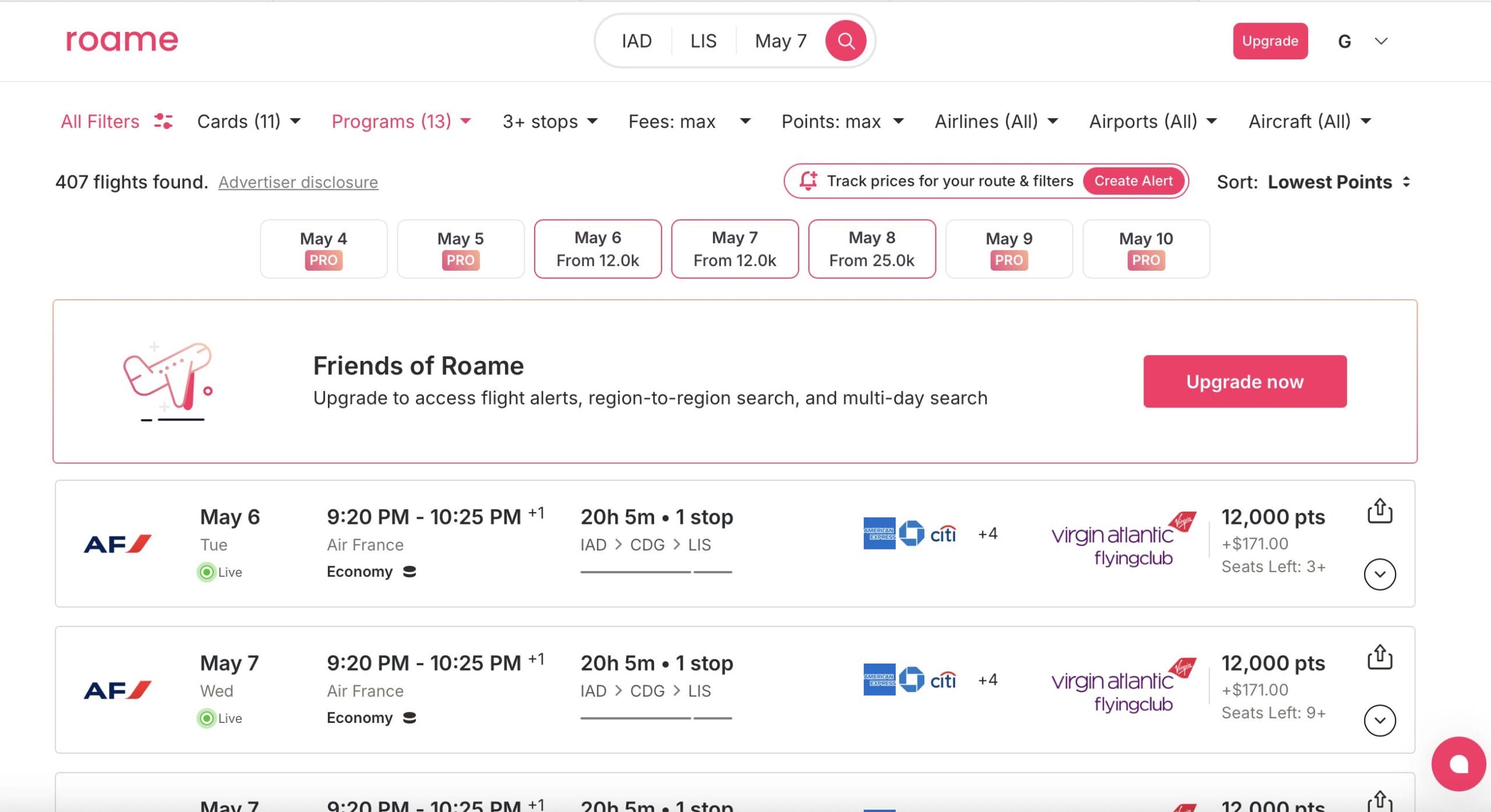Roame Award Search Review (2025): Find Cheap Flights with Points ...